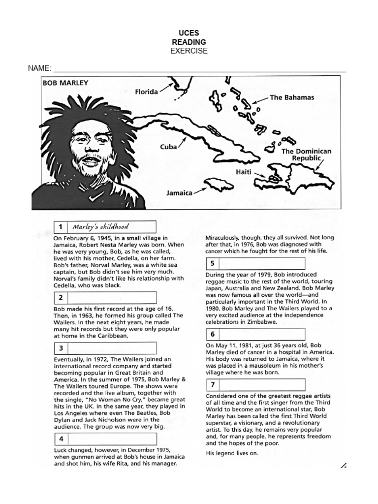 Bob Marley. Reading Exercise | PDF
