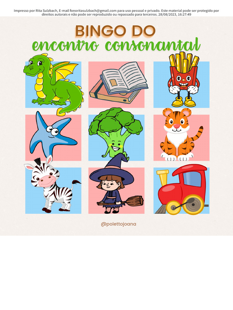Bingo Encontro Consonantal R | PDF