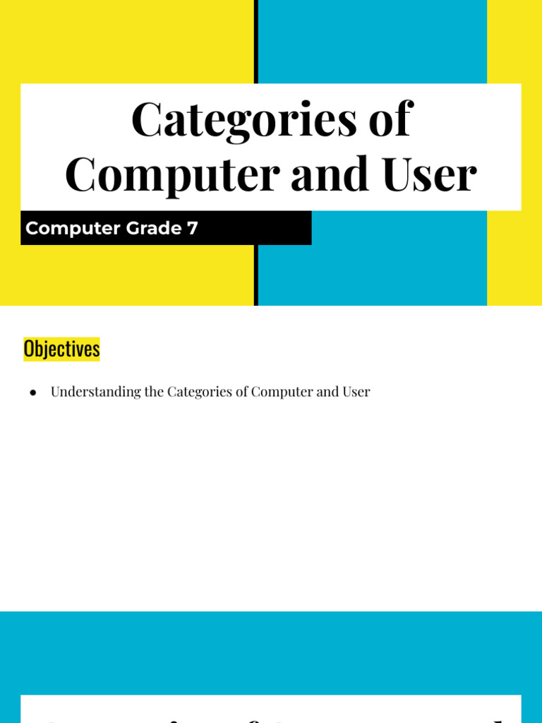 Lesson 2 PC Operation - Categories of Computer and User | PDF