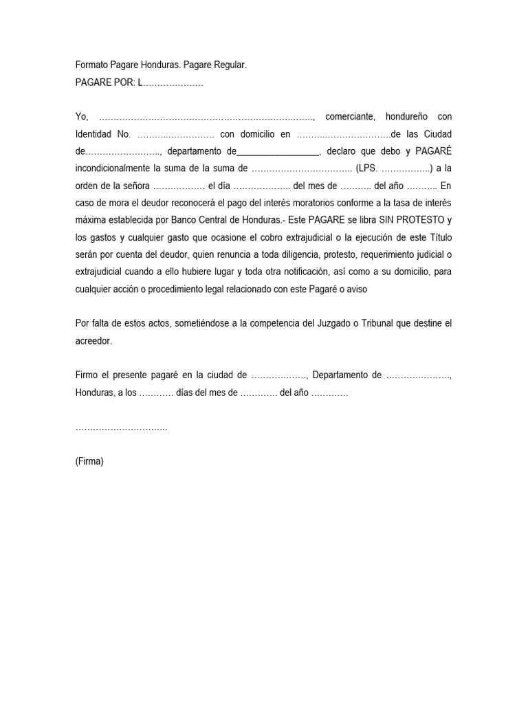 Formato Pagare Honduras | PDF | Honduras | Justicia