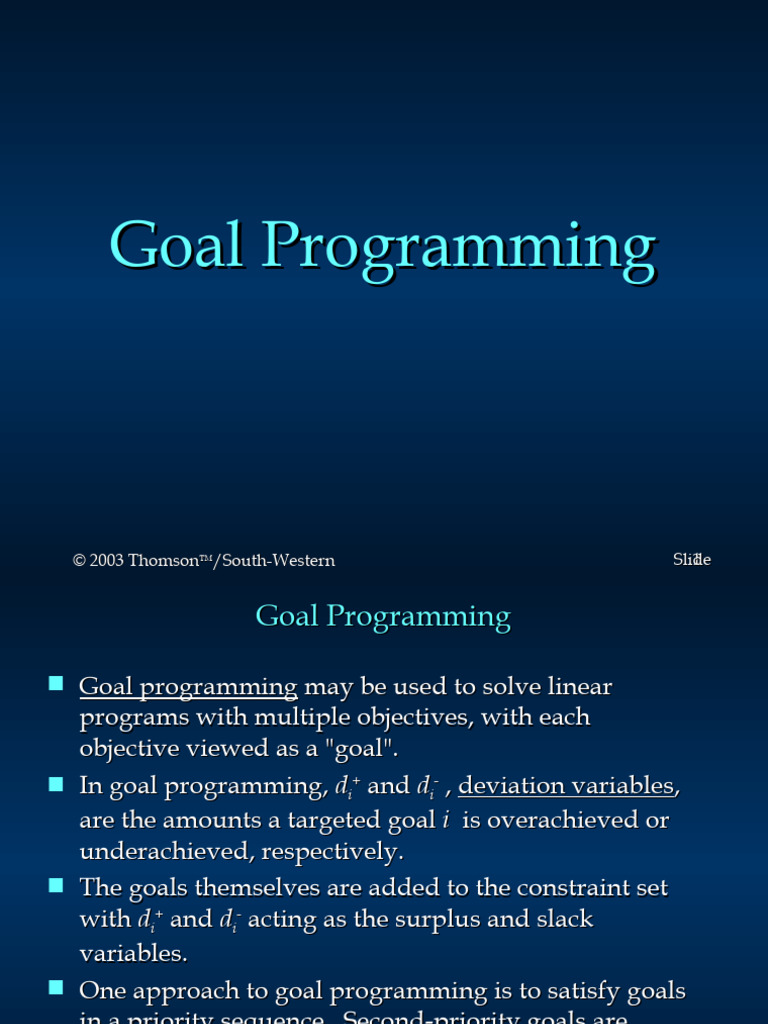 Goal Programming | PDF | Markov Chain | Matrix (Mathematics)