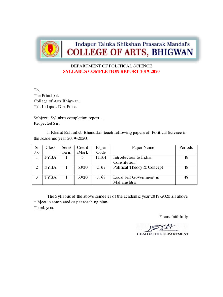 1 - 10 - Am - SYLLABUS COMPLETION REPORT 2019-2020 | PDF