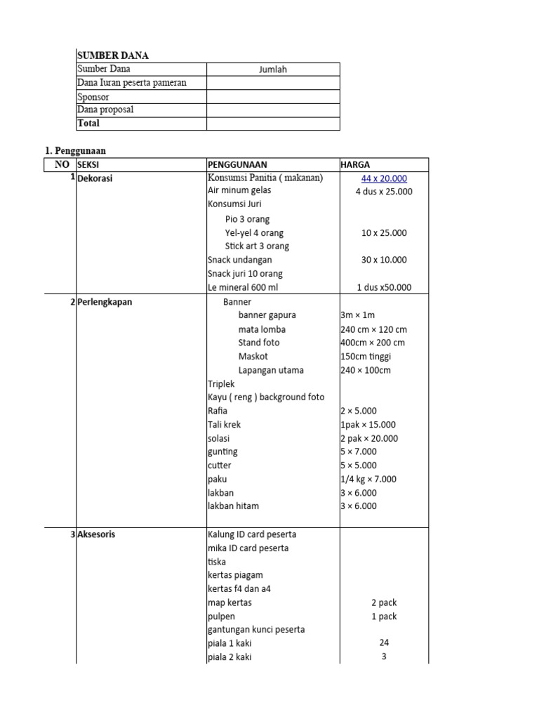 Anggaran Dana KSF 2023-1 | PDF