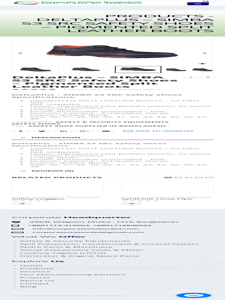 DeltaPlus - SIMBA S3 SRC Safety Shoes - Pigmented Split Leather Boots | PDF