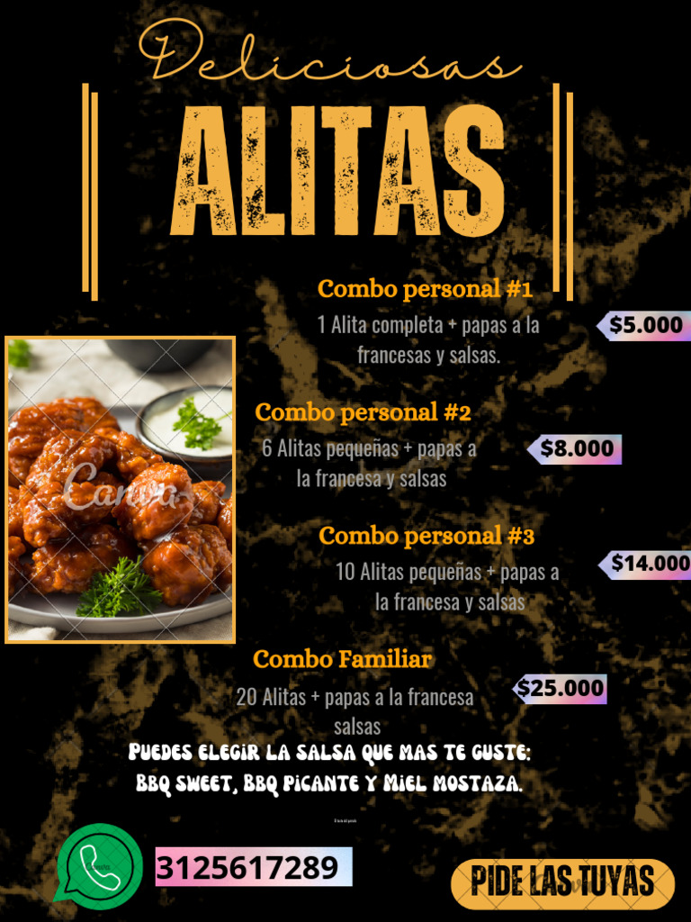 Menú de Combos de Alitas Deliciosas | PDF | Hogar, jardinería y ...