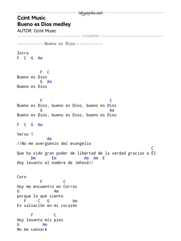 Medley Bueno Es Dios C | PDF | Teología | Creencia religiosa y doctrina
