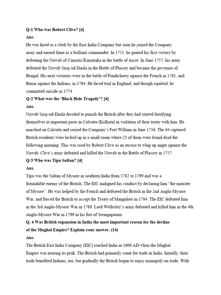 History Question Bank | PDF | Urdu | British Raj