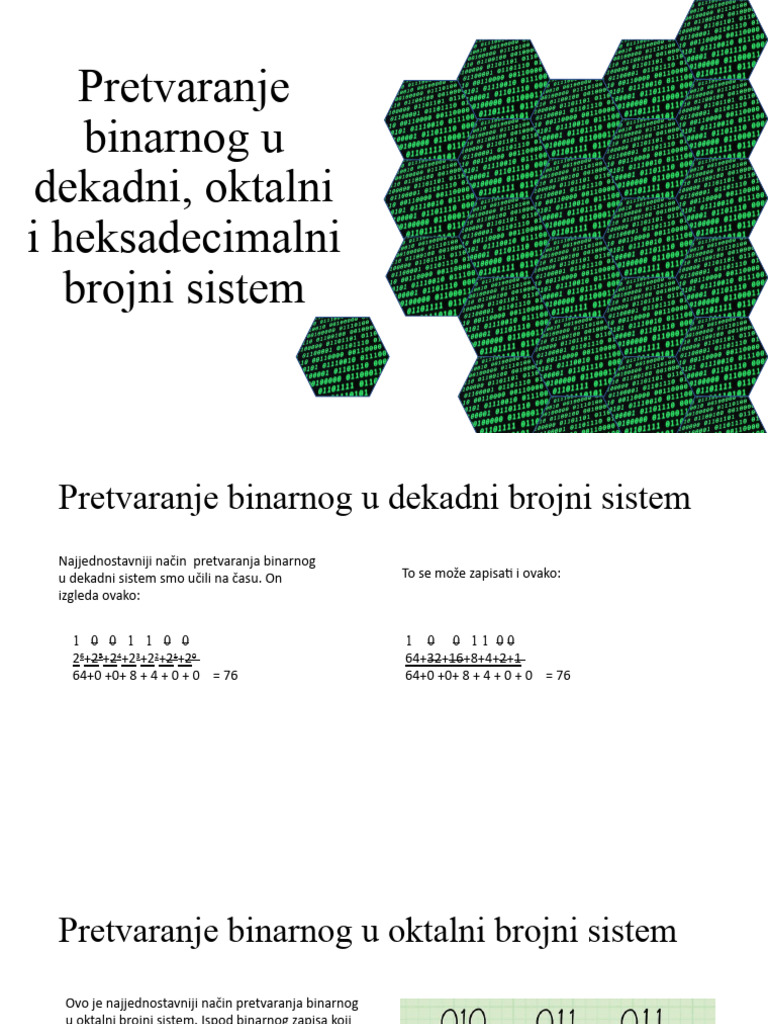 Pretvaranje Binarnog U Dekadni, Oktalni I Heksadecimalni Brojni Sistem ...
