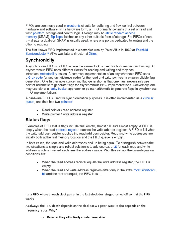 FIFOs Are Commonly Used in | PDF | Computer Science | Computer Architecture
