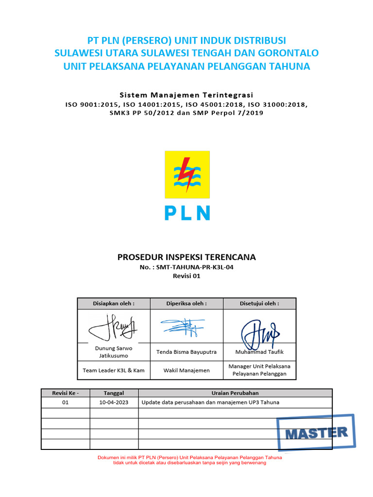 SMT TAHUNA PR K3L 04 Prosedur Inspeksi Terencana | PDF