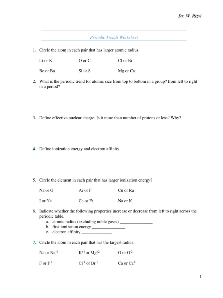 Periodic Trends | PDF