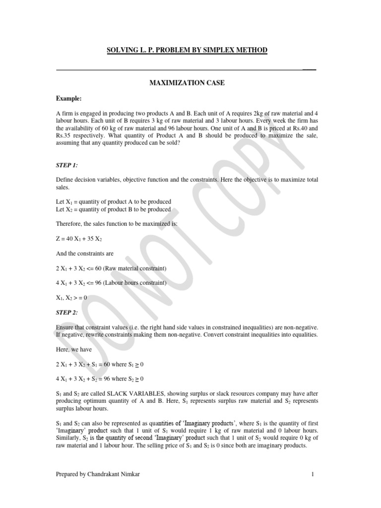 Simplex Method For Maximisation | PDF | Mathematical Analysis | Applied ... Simplex Method For Maximisation | PDF | Mathematical Analysis | Applied ...