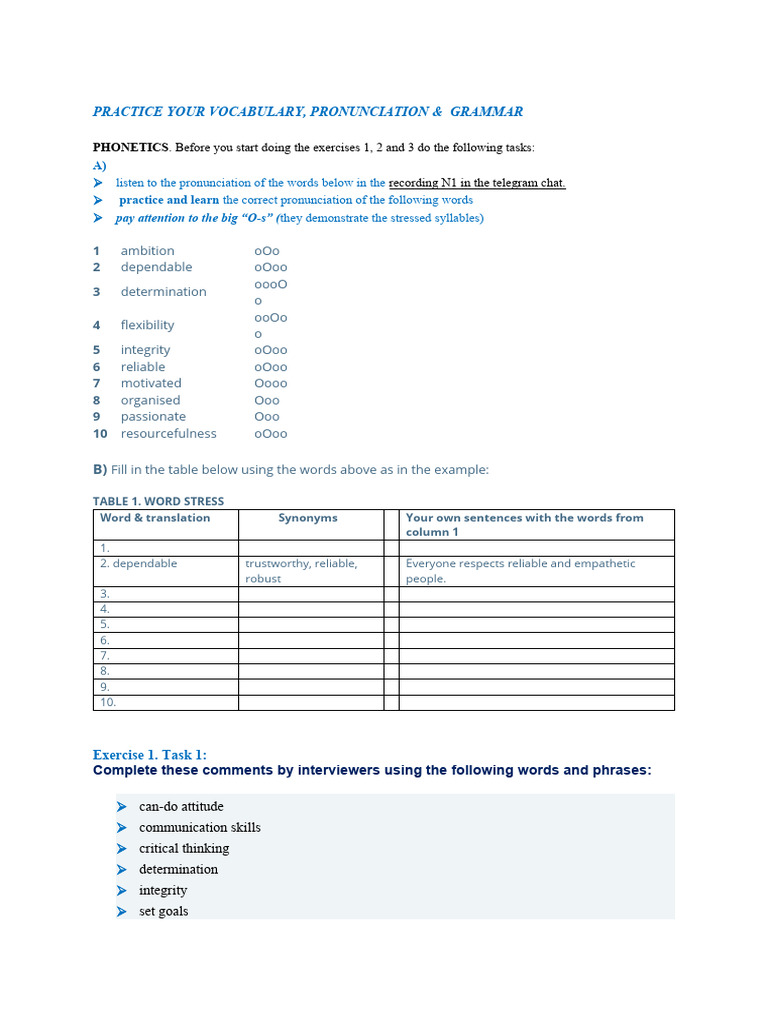 BP B1. UNIT 1. Exercises | PDF | English Language | Human Communication