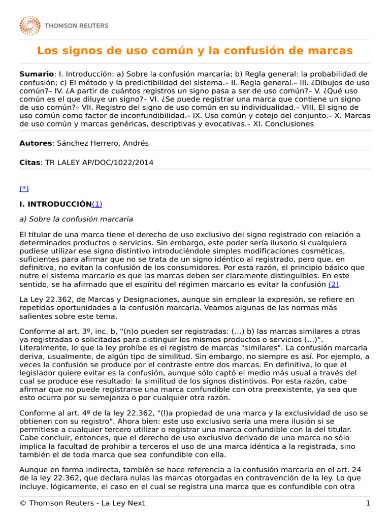 Documento - Los Signos de Uso Común y La Confusión de Marcas | PDF ...