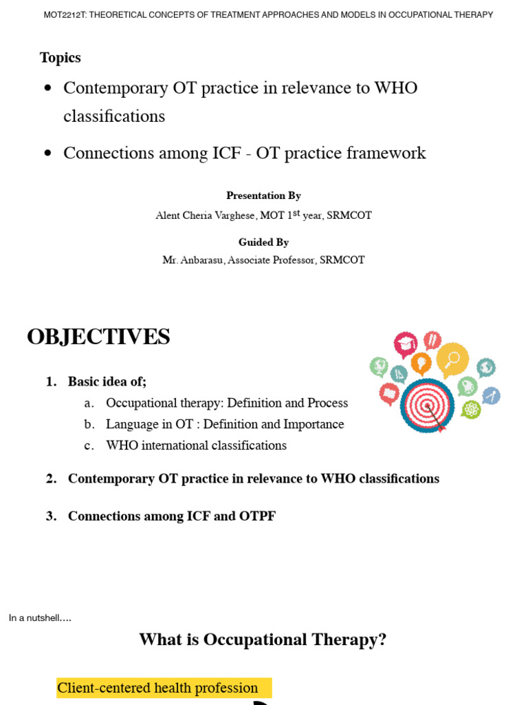 OT Practice and WHO Classifications | PDF | Occupational Therapy ...