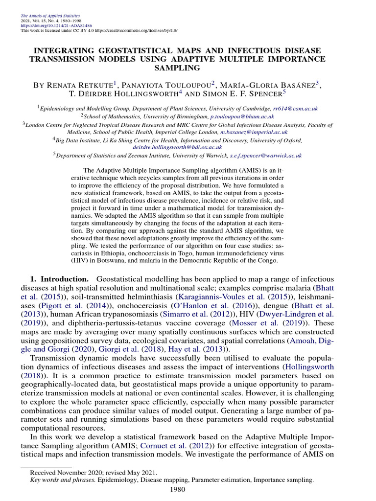 Integrating Geostatistical Maps And Infectious Disease Transmission Models Using Adaptive 