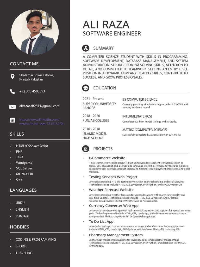 Ali Raza CV-2 | PDF | Websites | Web Application
