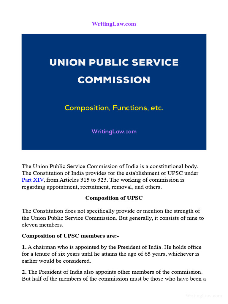 Union Public Service Commission | PDF | Public Law | Governance