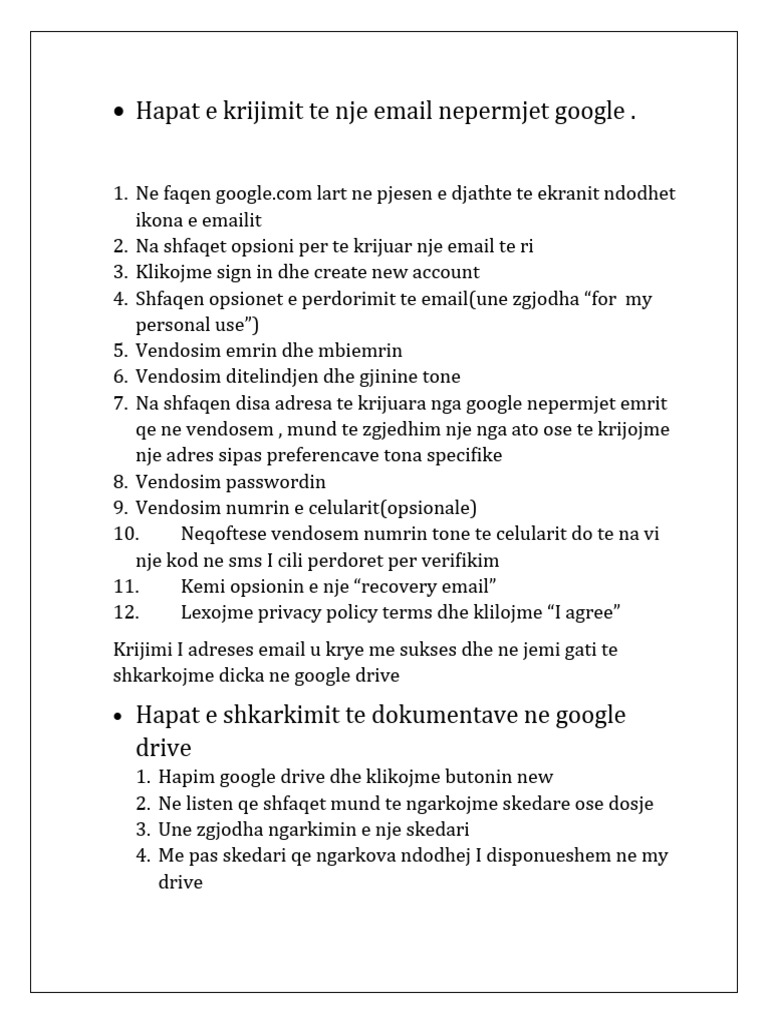 Hapat e Krijimit Te Nje Email Nepermjet Google | PDF