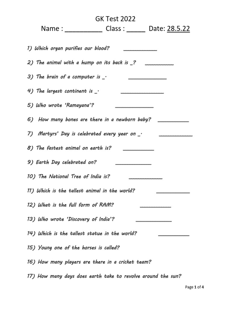 Student Question Sheet GK | PDF | Cricket