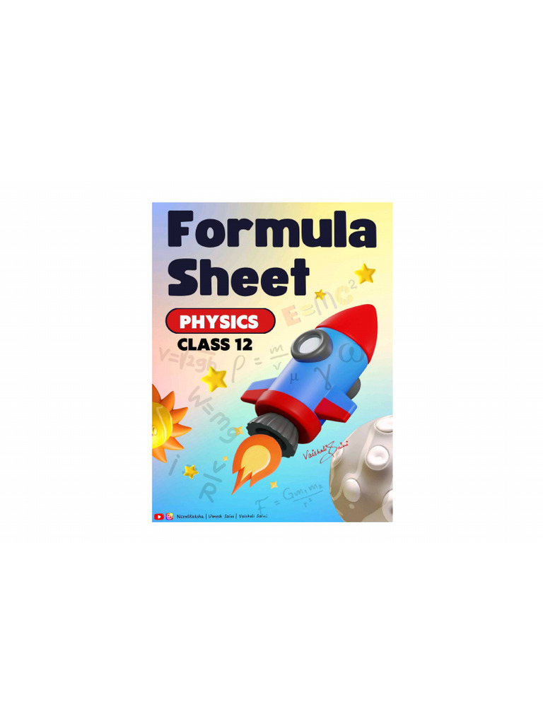NCERT Kaksha Formula Sheets Physics Class 12th | PDF NCERT Kaksha Formula Sheets Physics Class 12th | PDF