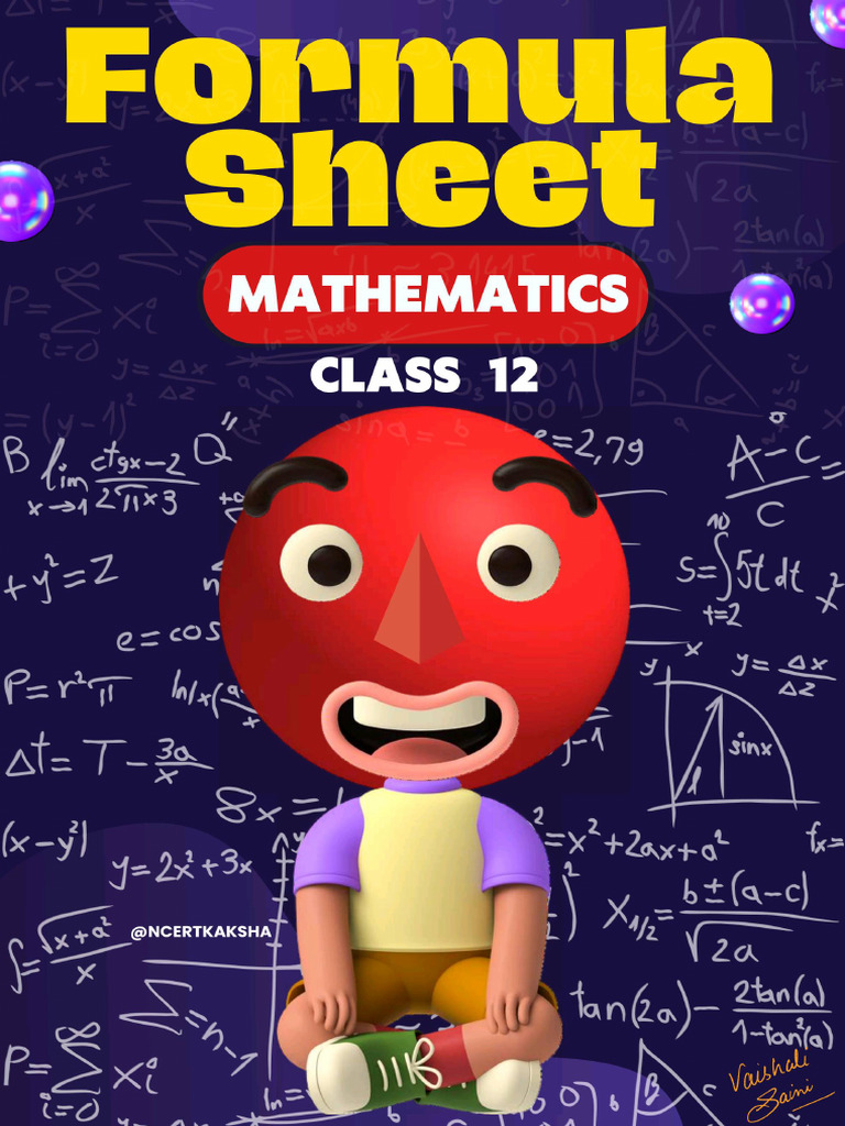 NCERT Kaksha Formula Sheets Math Class 12th | PDF