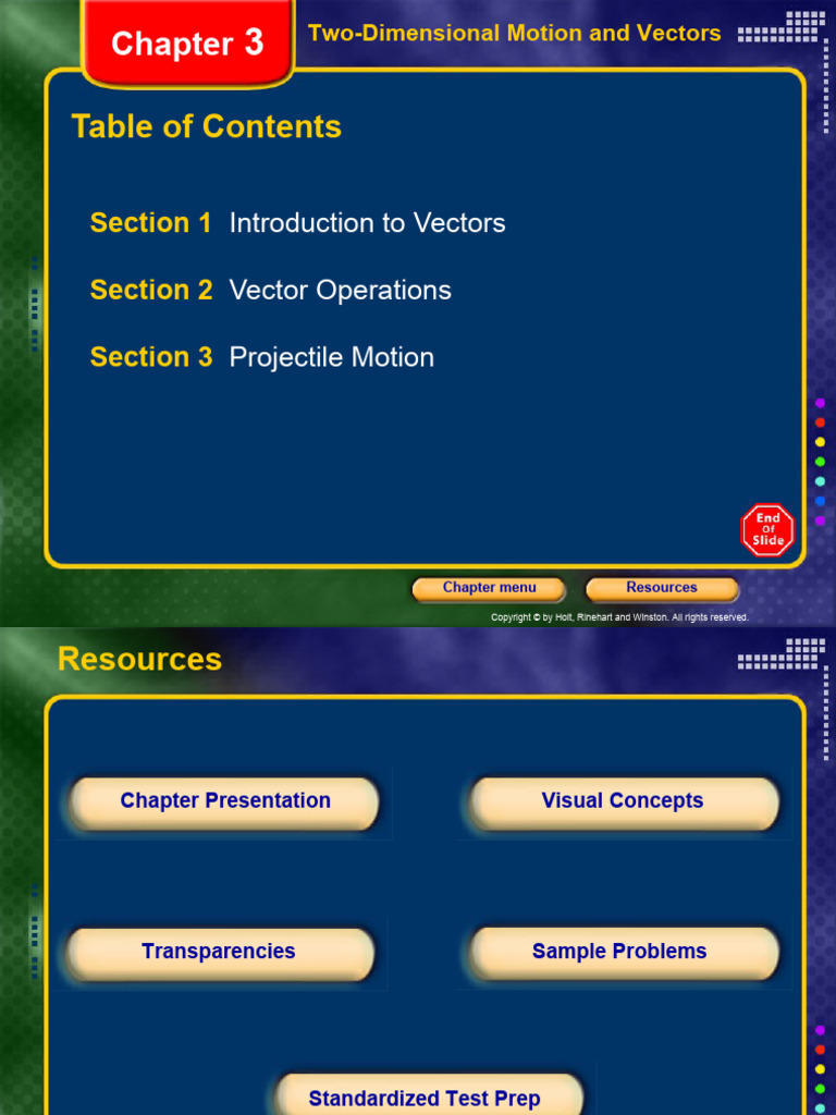 Section 1 Section 2 Section 3: Introduction To Vectors Vector Operations Projectile Motion | PDF ...