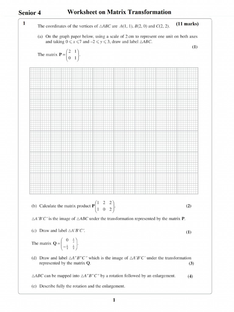 Senior 4 - Matrix Transformation | PDF