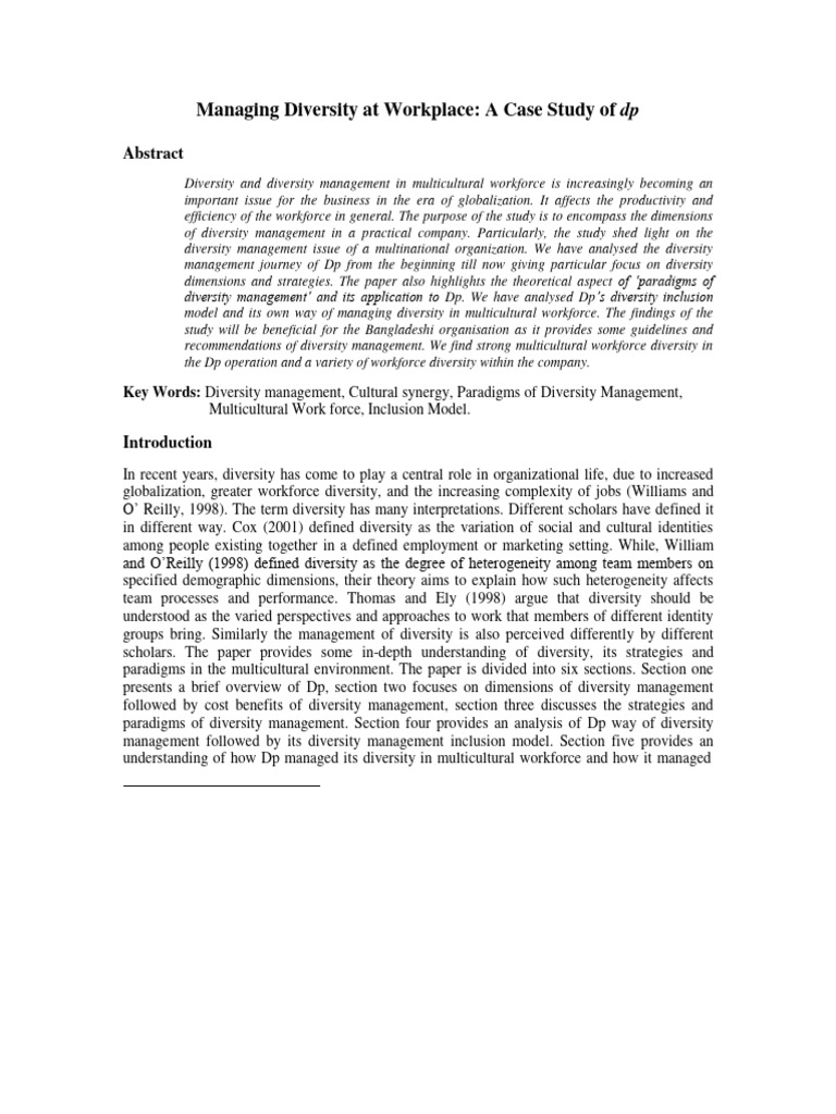 Managing - Diversity - at - Workplace - A - Casestudy 1 | PDF ... Managing - Diversity - at - Workplace - A - Casestudy 1 | PDF ...