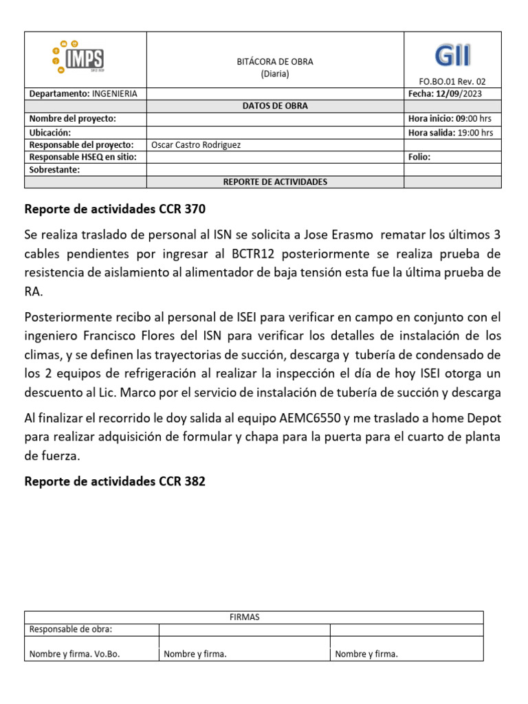 Bitácora Ocr 12 09 2023 | PDF
