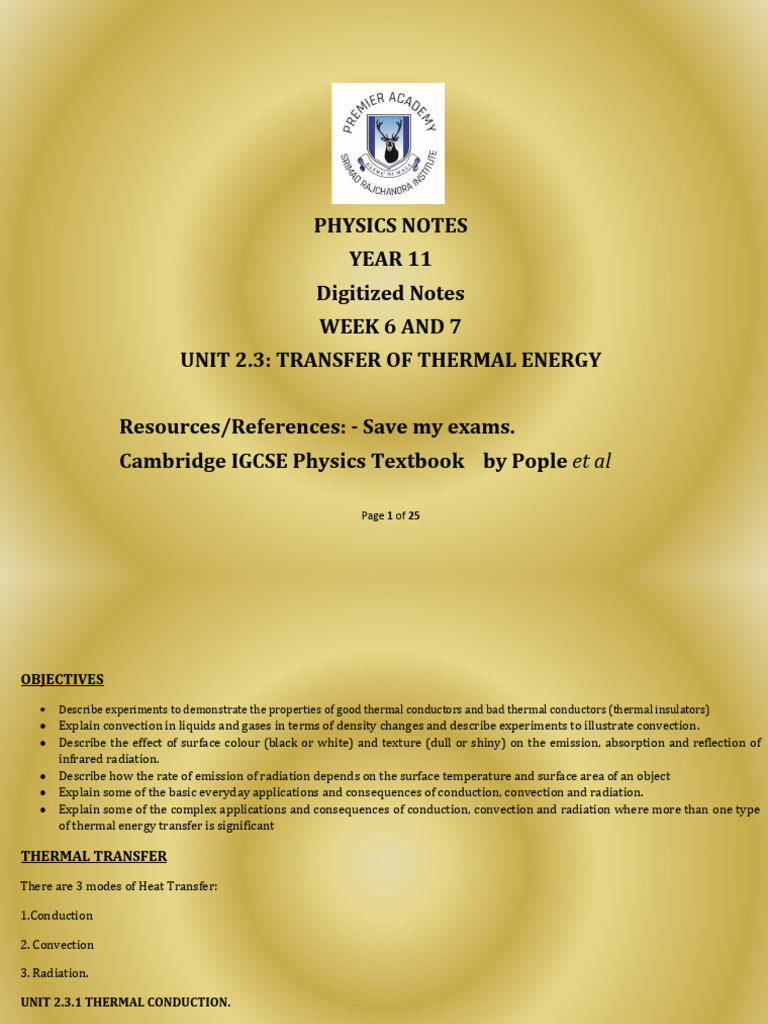 Thermal Energy Transfer Methods Explained | PDF | Convection | Heat ...
