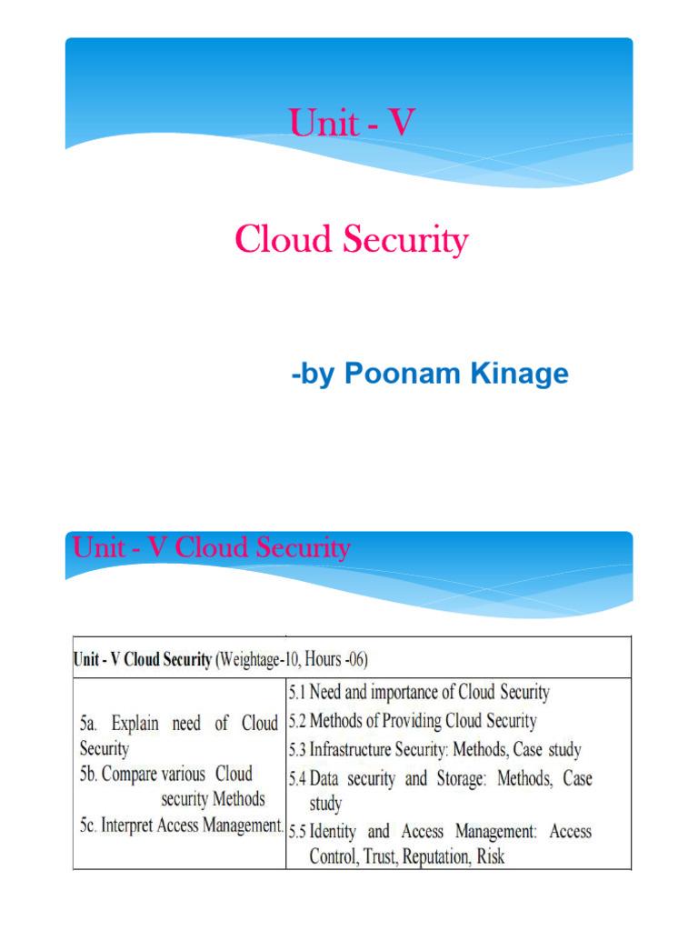 Unit - V Cloud Security - Part2 | PDF | Denial Of Service Attack | Security