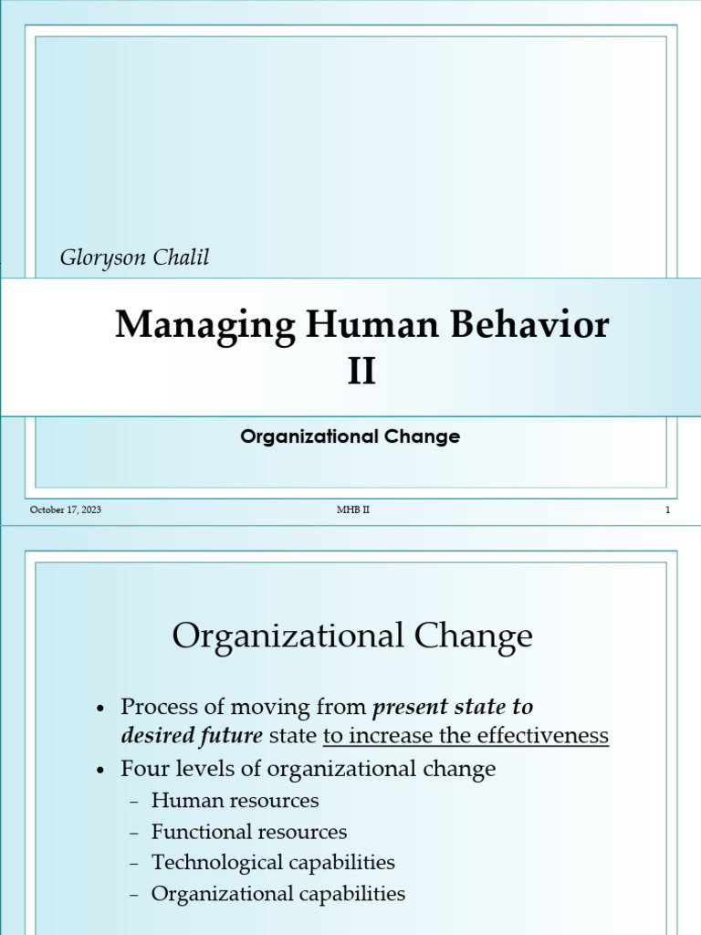 Ch10 Organisational Behavior | PDF | Change Management | Organizational ...