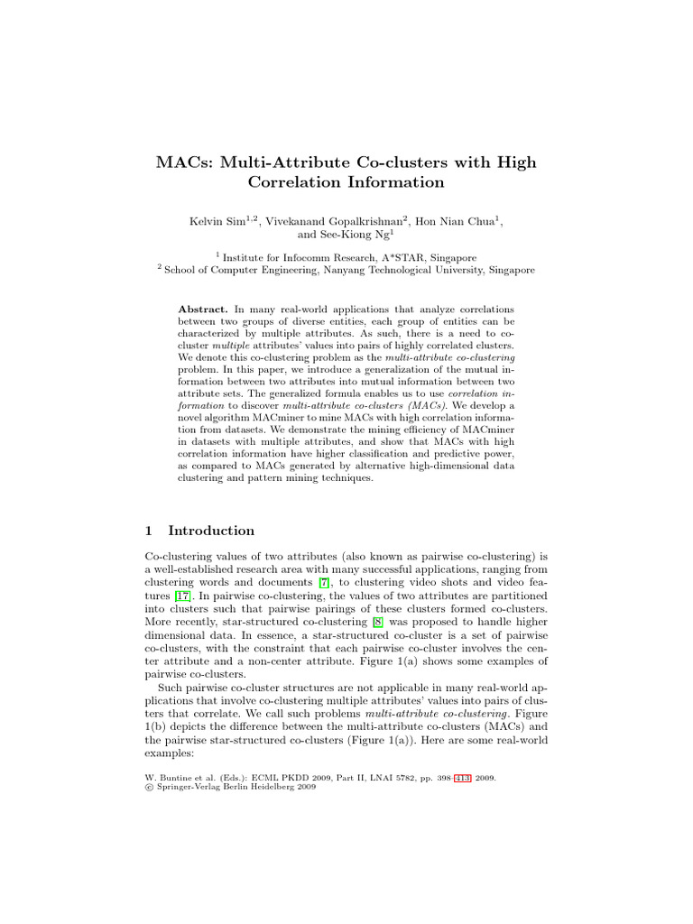 MACs Multi-Attribute Co-Clusters With High Correlation Information | PDF | Cluster Analysis ...
