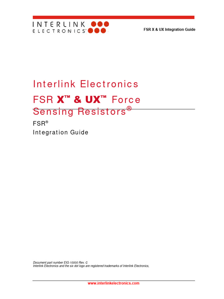 FSR X & UX Integration Guide - Interlink Electronics | PDF | Electrical Resistance And ...