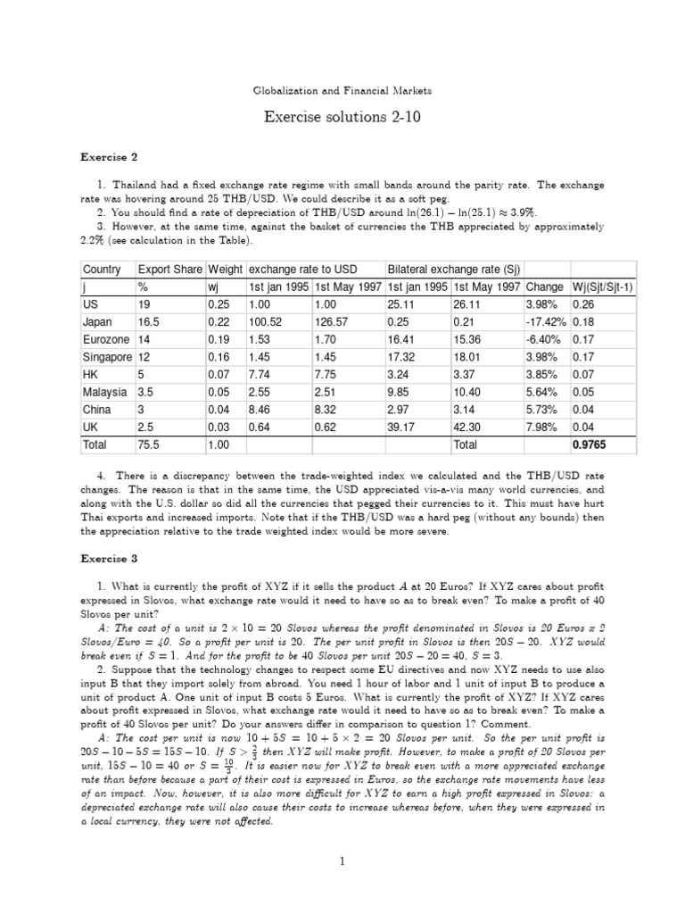 Solutions Exercises 2 10 | PDF | Purchasing Power Parity | Exchange Rate Solutions Exercises 2 10 | PDF | Purchasing Power Parity | Exchange Rate