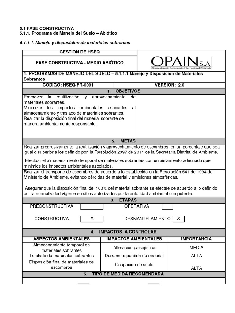 Manejo y disposición de materiales sobrantes | PDF | Residuos | Reciclaje