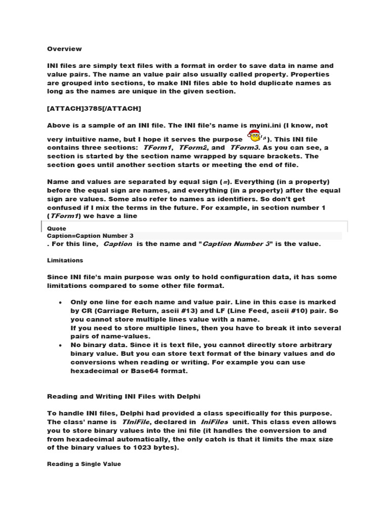 Inifile Overview Pdf String Computer Science Computer File 0540