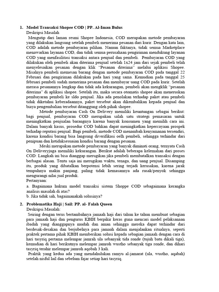 Model Transaksi Shopee COD | PDF