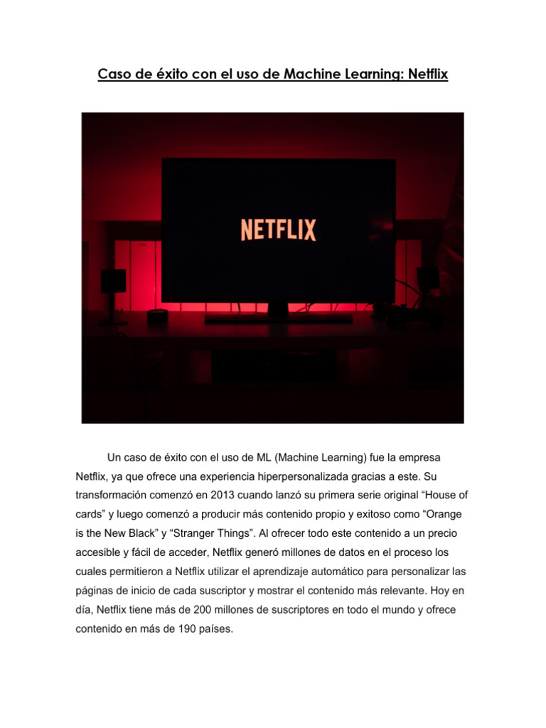 Caso de Éxito Con El Uso de Machine Learning - Netflix | PDF | Netflix ...