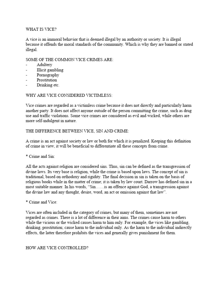 Understanding Vice Crimes and Control | PDF