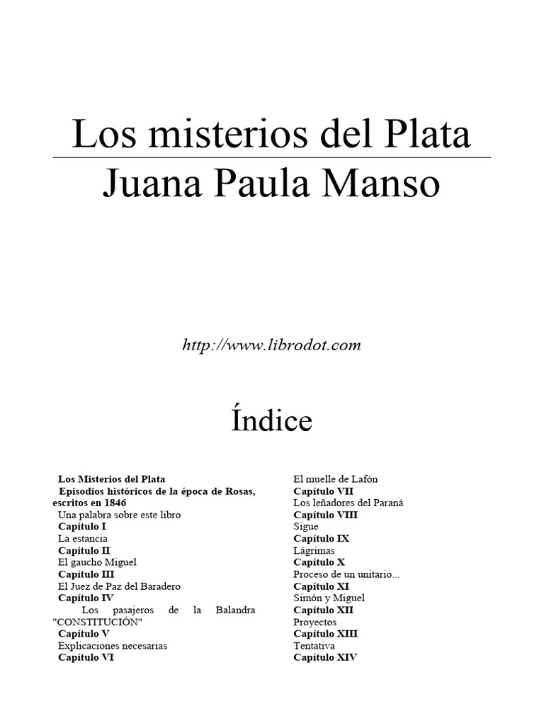 MANSO JUANA P - Los Misterios Del Plata | PDF