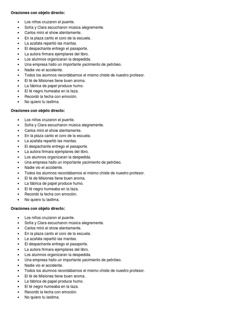 Oraciones Con Objeto Directo | PDF