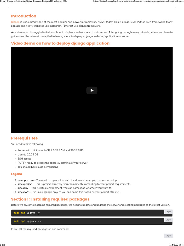 Deploy Django with Nginx and SSL on EC2 | PDF | Postgre Sql | Networking
