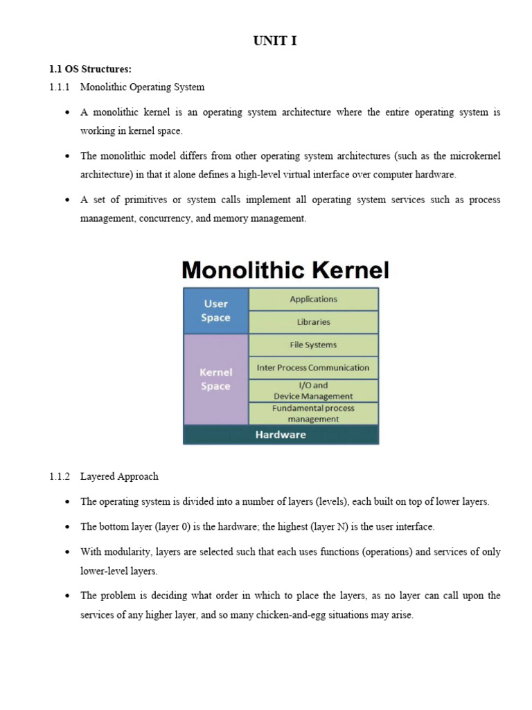 Unit I: 1.1 OS Structures | PDF | Scheduling (Computing) | Thread (Computing)