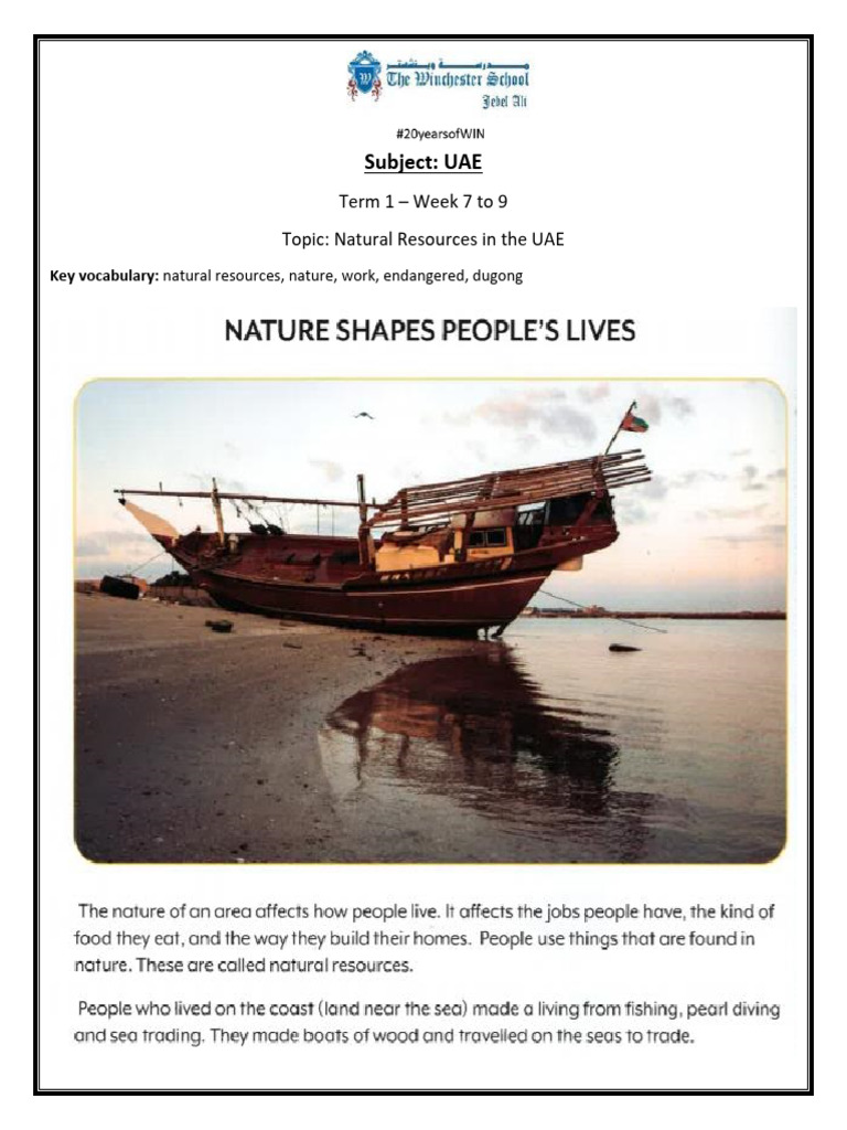 UAE SST Resource - Term 1 - Week 7 To 9 - Natural Resources in The UAE ...