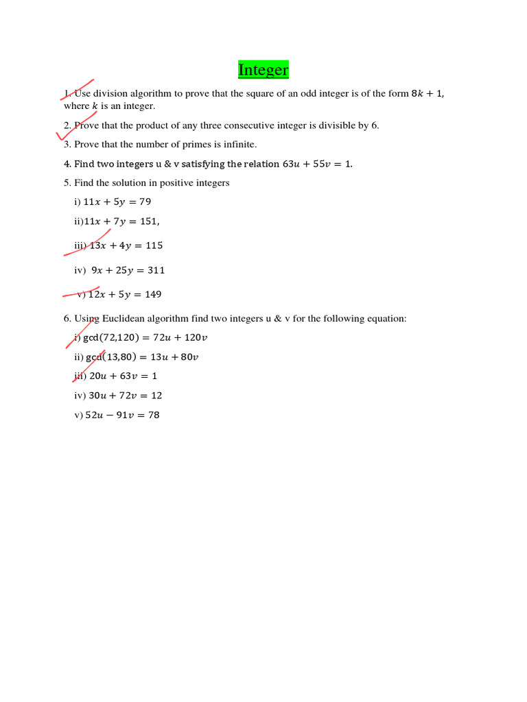 Integer Practice Set | PDF | Teaching Methods & Materials