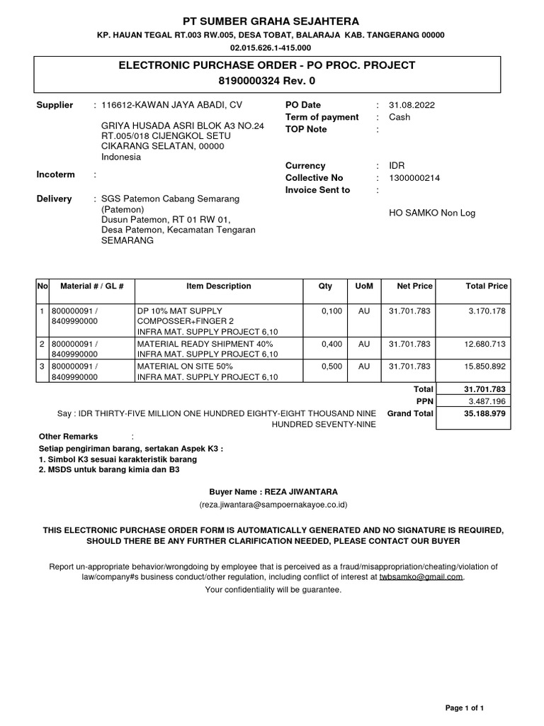 Electronic Purchase Order Summary | PDF | Corporations | Economies