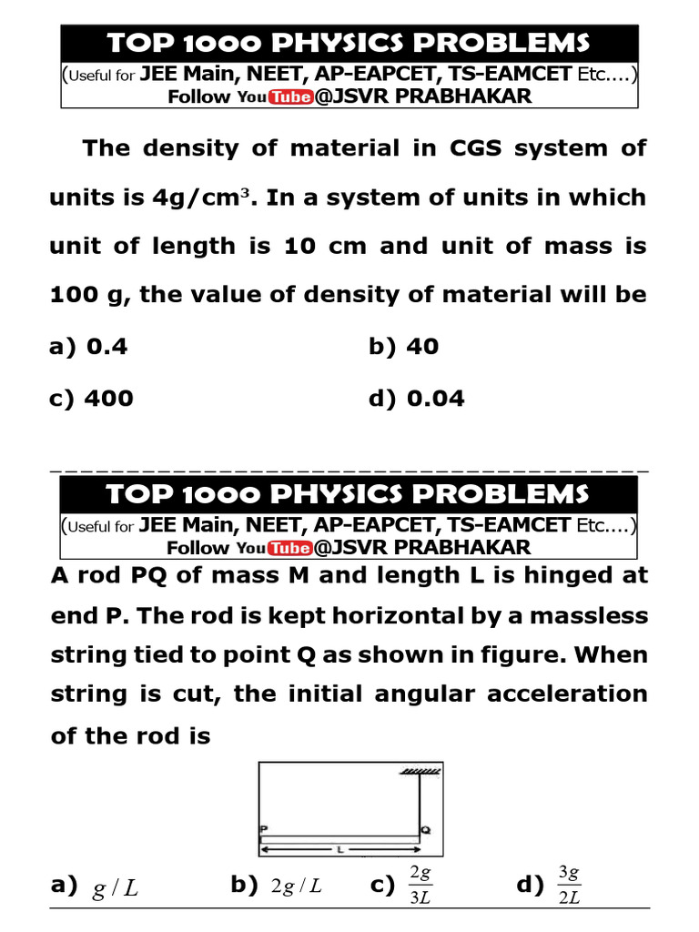 PHYSICS QUESTIONs 1-50 QUESTIONS) | PDF | Electronvolt | Mass