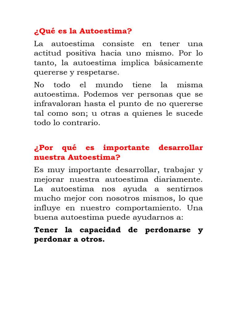 Qué Es La Autoestima | PDF